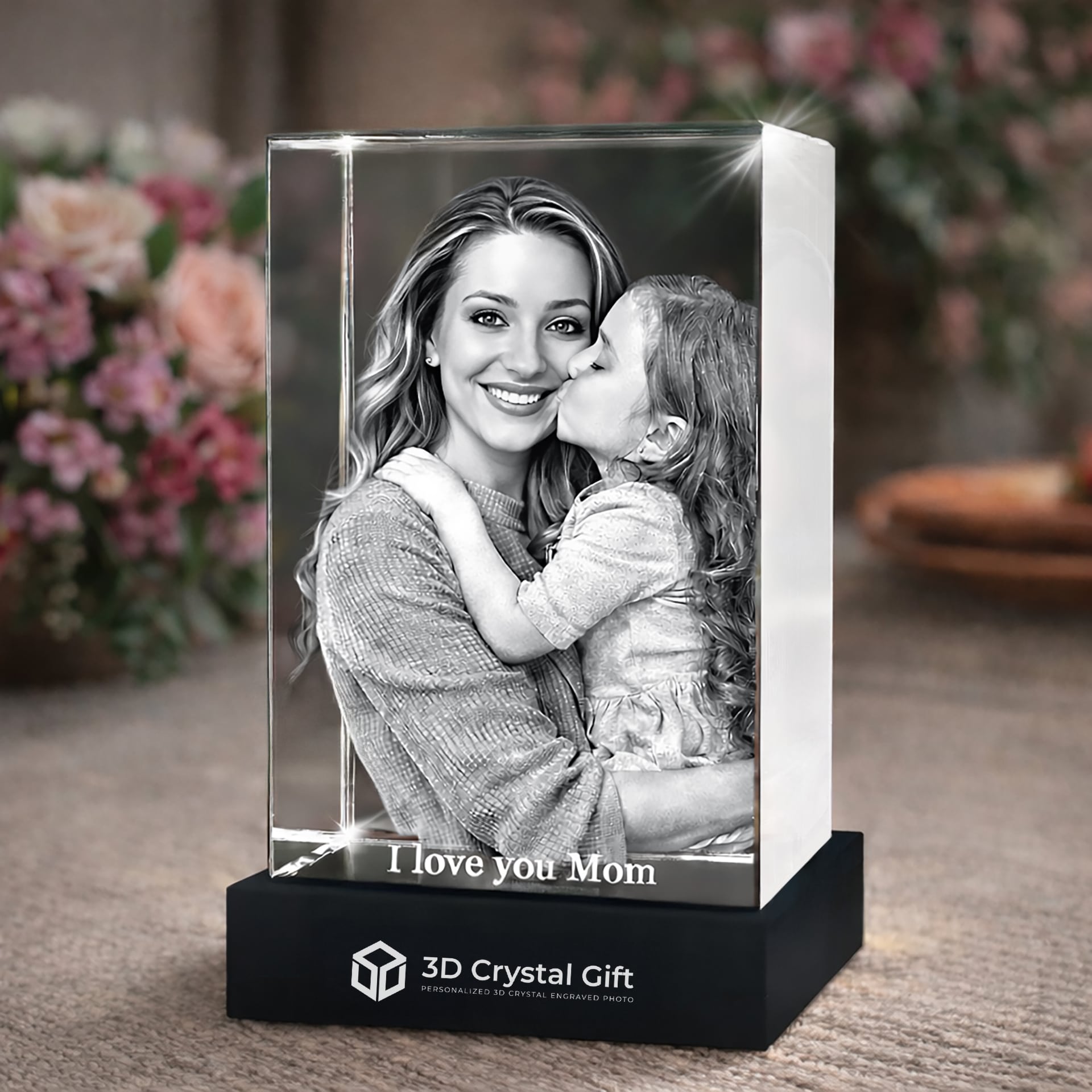 Personalized 3D Crystal Photo Cube - Laser Etched Glass Gift – 3D ...
