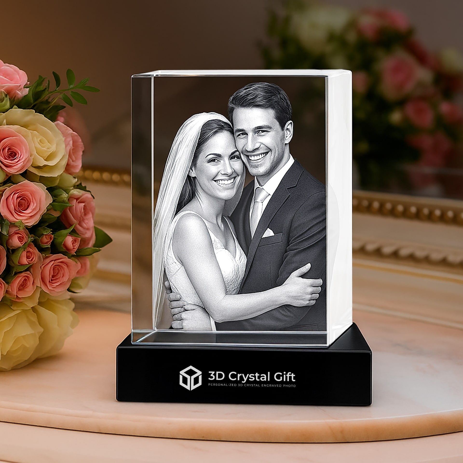 Personalized 3D Crystal Photo Cube – Laser Engraved Glass Gift – 3D ...