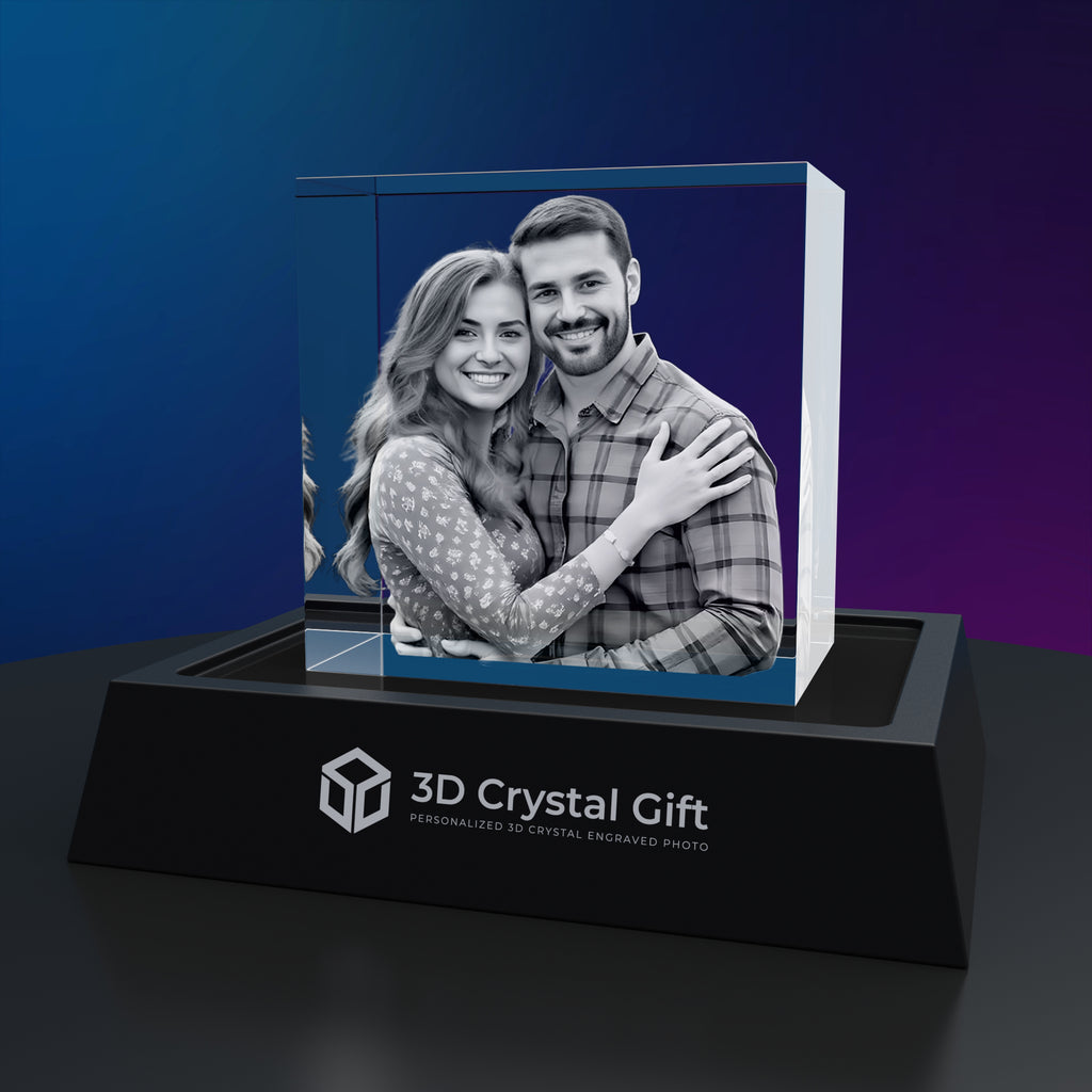3D Crystal Photo Square Glass Cube - Custom Laser Engraved Block ...