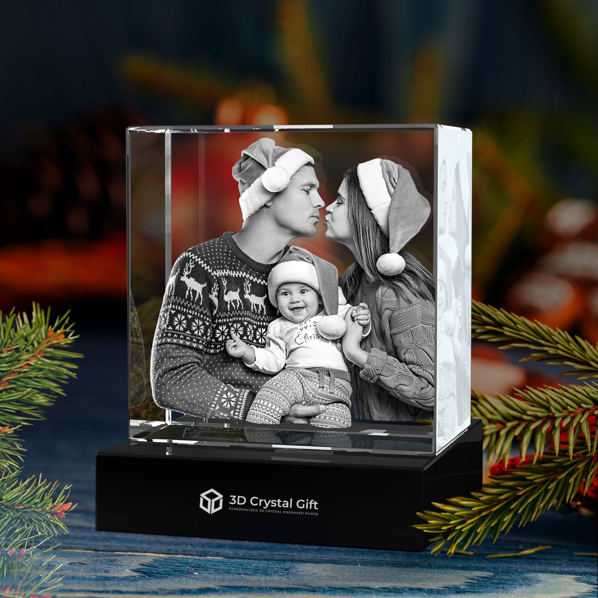 Personalized 3D Crystal Photo Square | Laser-Etched Picture Gift – 3D ...