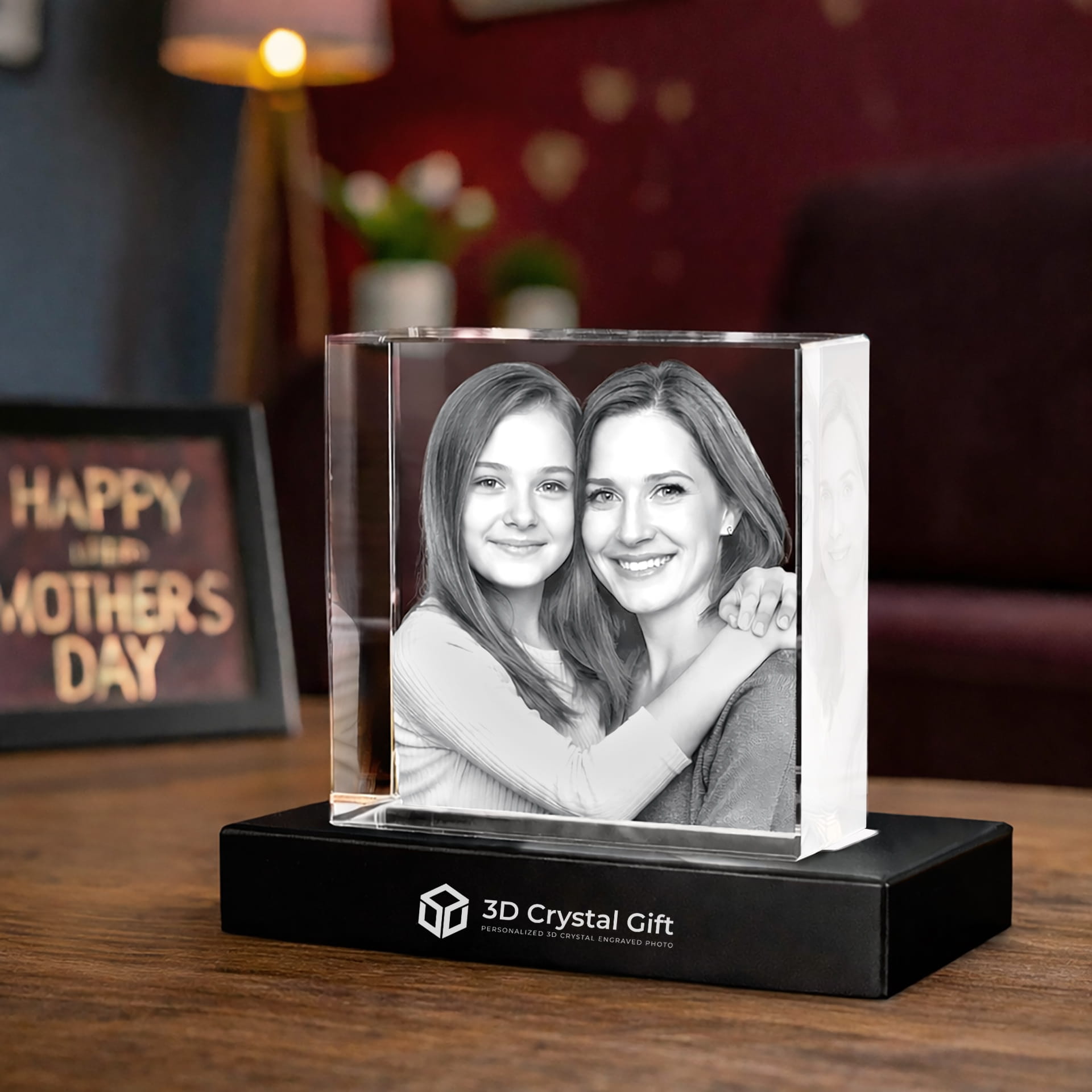 3D Crystal Photo Square Glass Cube - Custom Laser Engraved Block ...