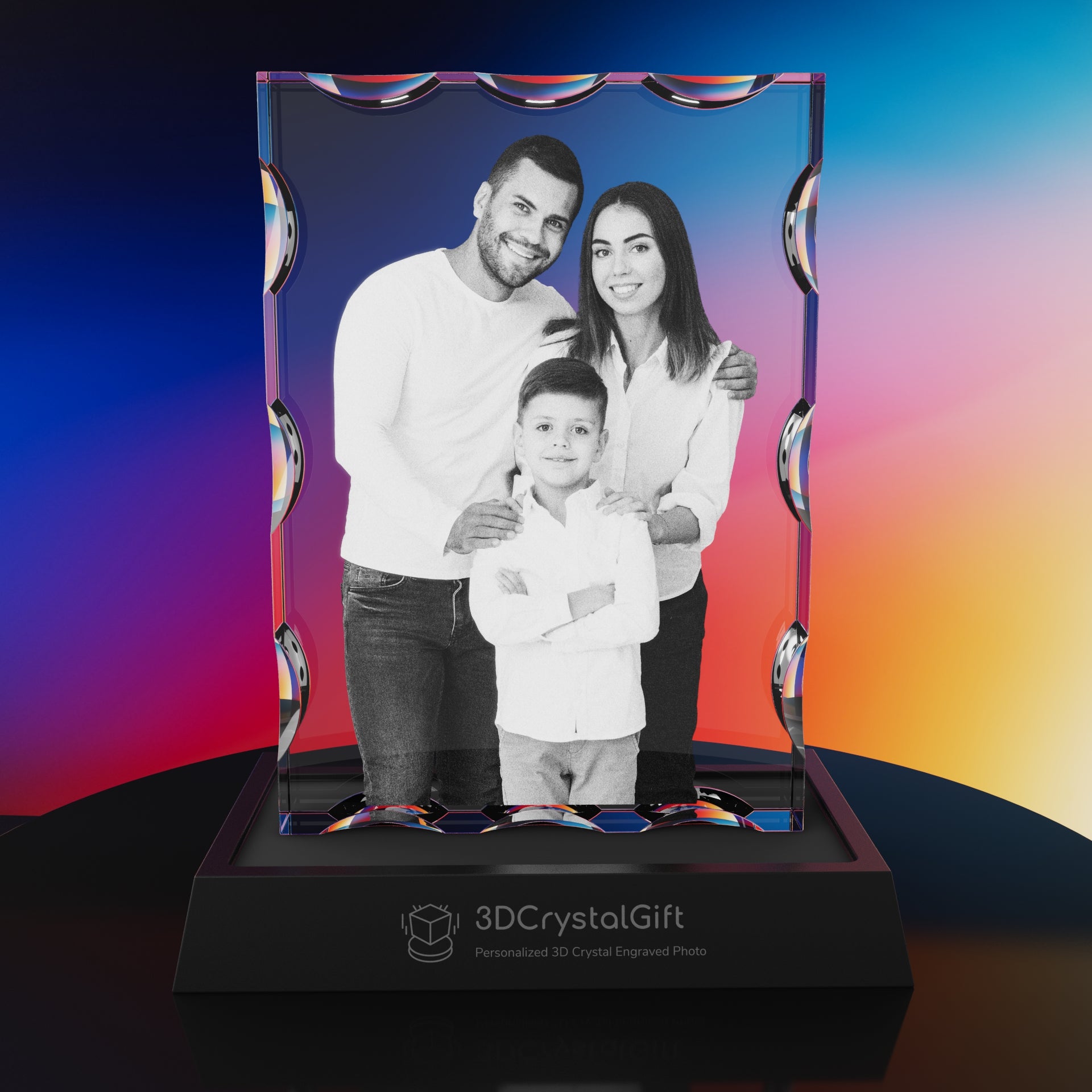 Personalized 2D Crystal Photo Serrated | Picture Engraved in Glass – 3D ...