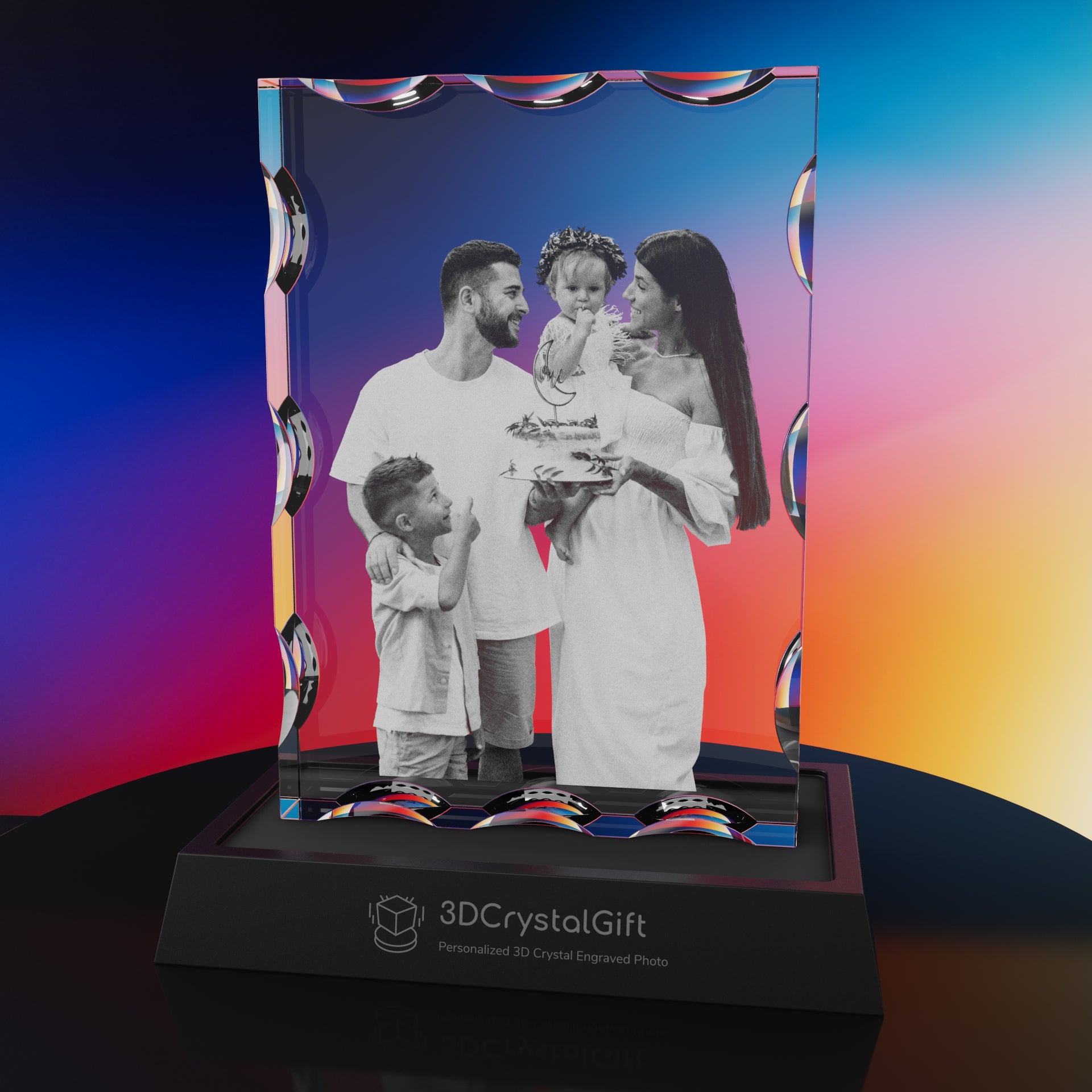 Personalized 2D Crystal Photo Serrated | Picture Engraved in Glass – 3D ...