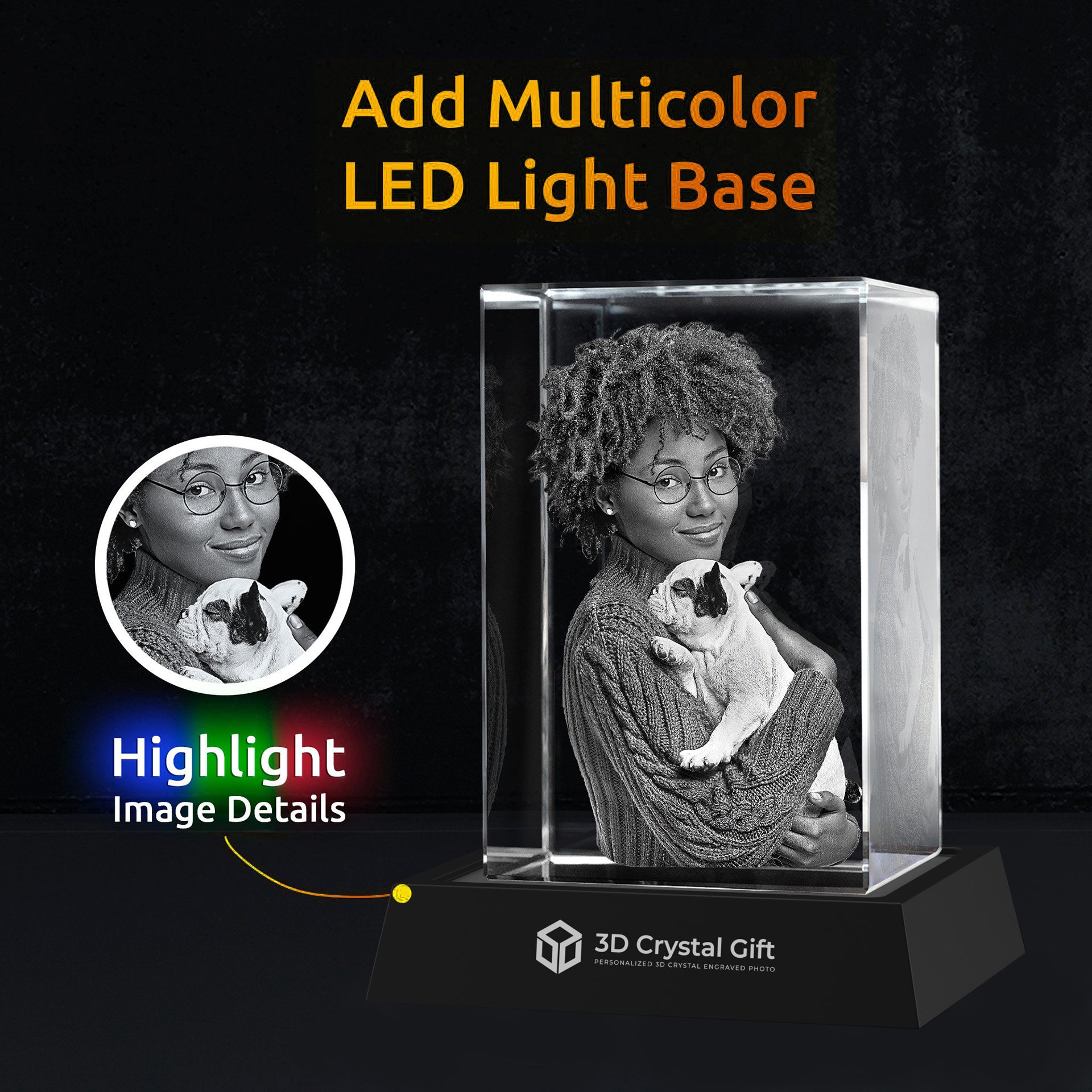 3D Crystal Photo Portrait | Personalized Laser-Engraved Picture Gift ...