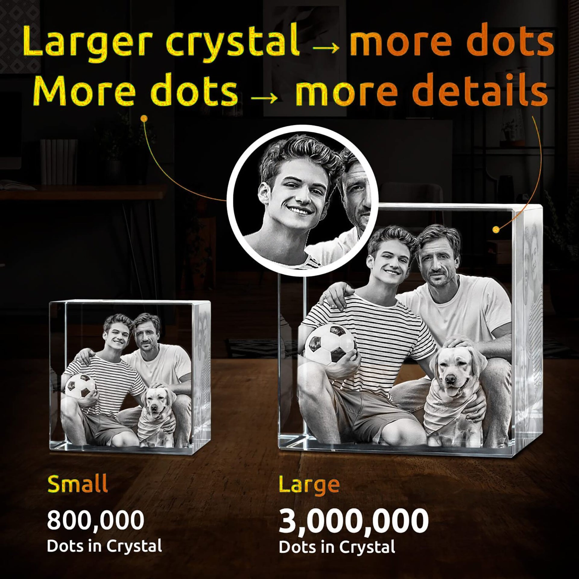 Personalized 3D Crystal Photo Square | Laser-Etched Picture Gift – 3D ...