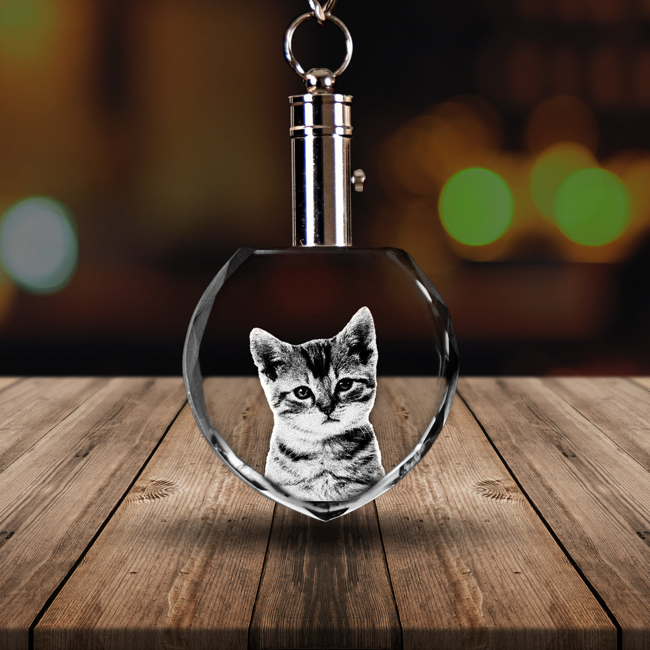 Crystal Heart Keychain | Lighted Photo Engraved Heart Shaped Crystal ...