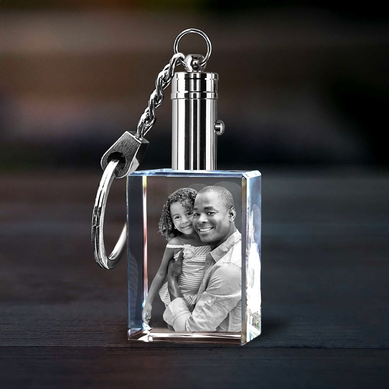 Crystal Rectangle Keychain | Photo Engraved Rectangular Crystal Key ...