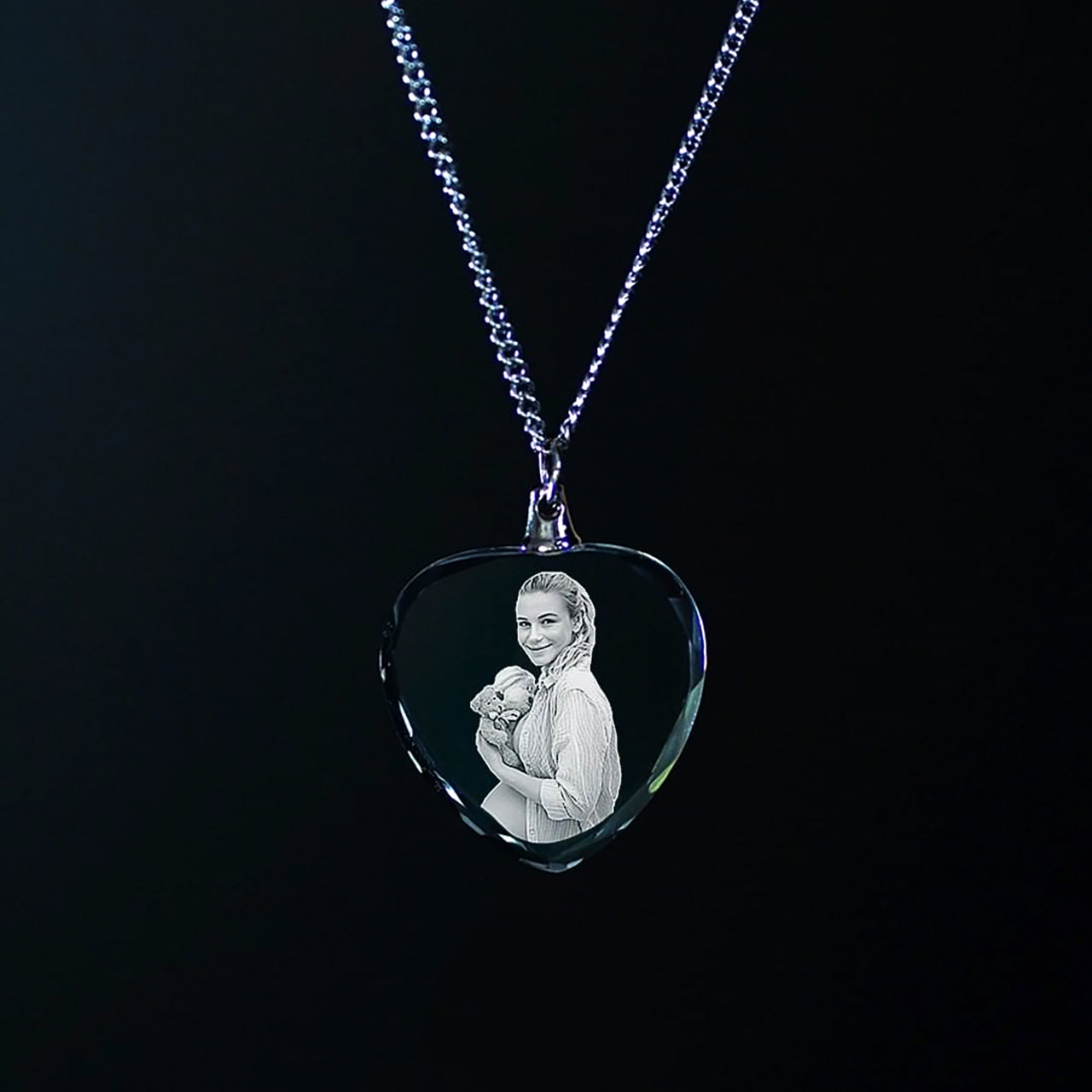 Personalized Crystal Photo Necklace Heart | Laser-Engraved Picture Gift ...