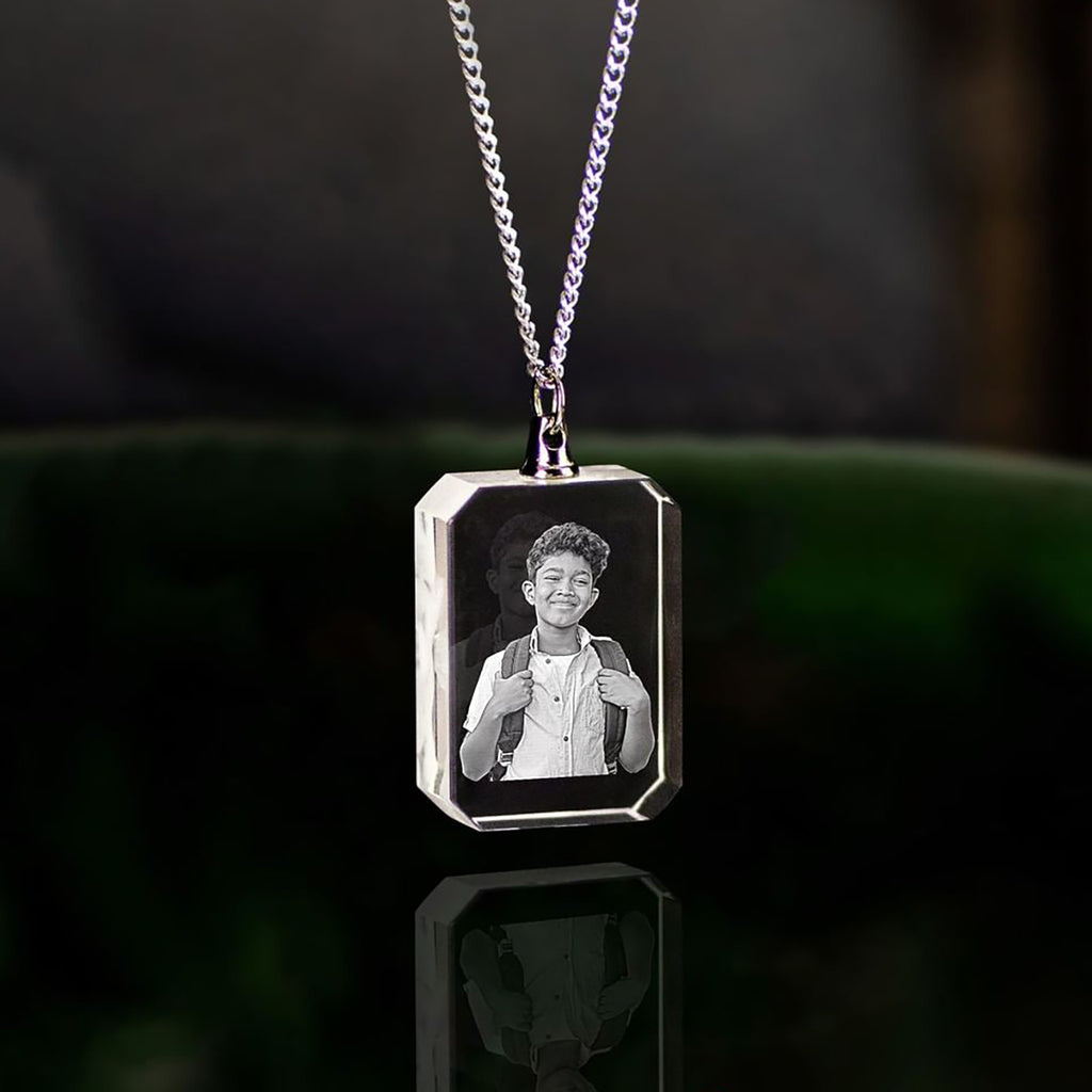 Personalized Photo Crystal Necklace Rectangle | Laser Etched Picture ...